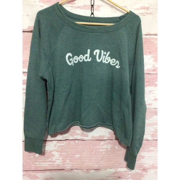 Grayson Threads | Tops | Grayson Threadssize M Good Vibes Green Crop ...